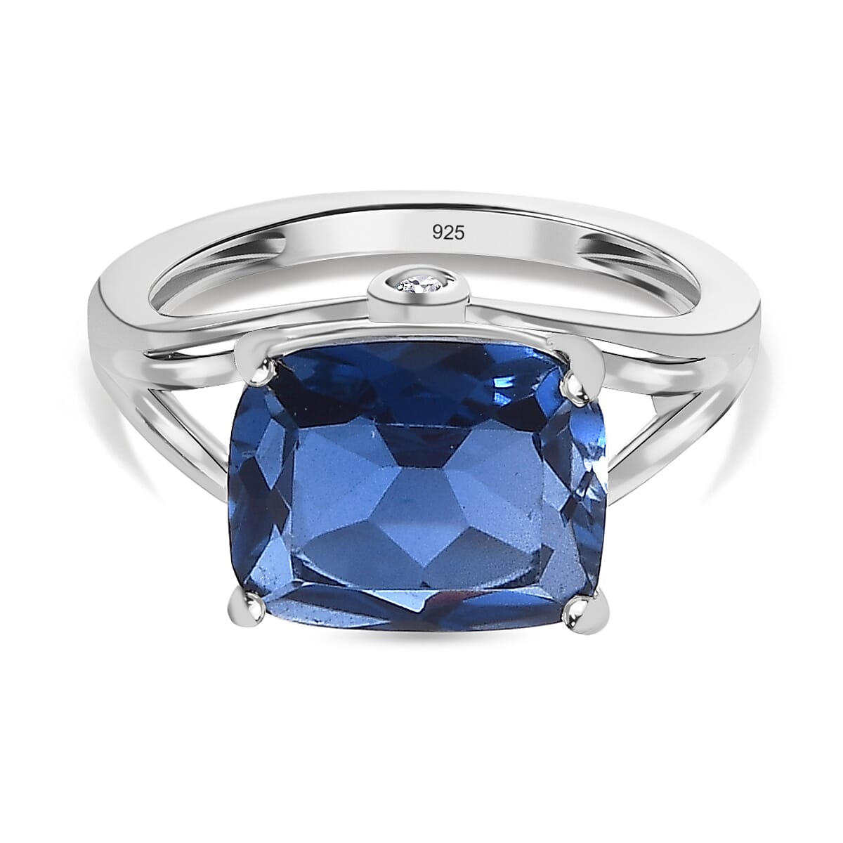 Ceylon Colour Quartz and Natural Zircon Ring in Platinum Overlay ...