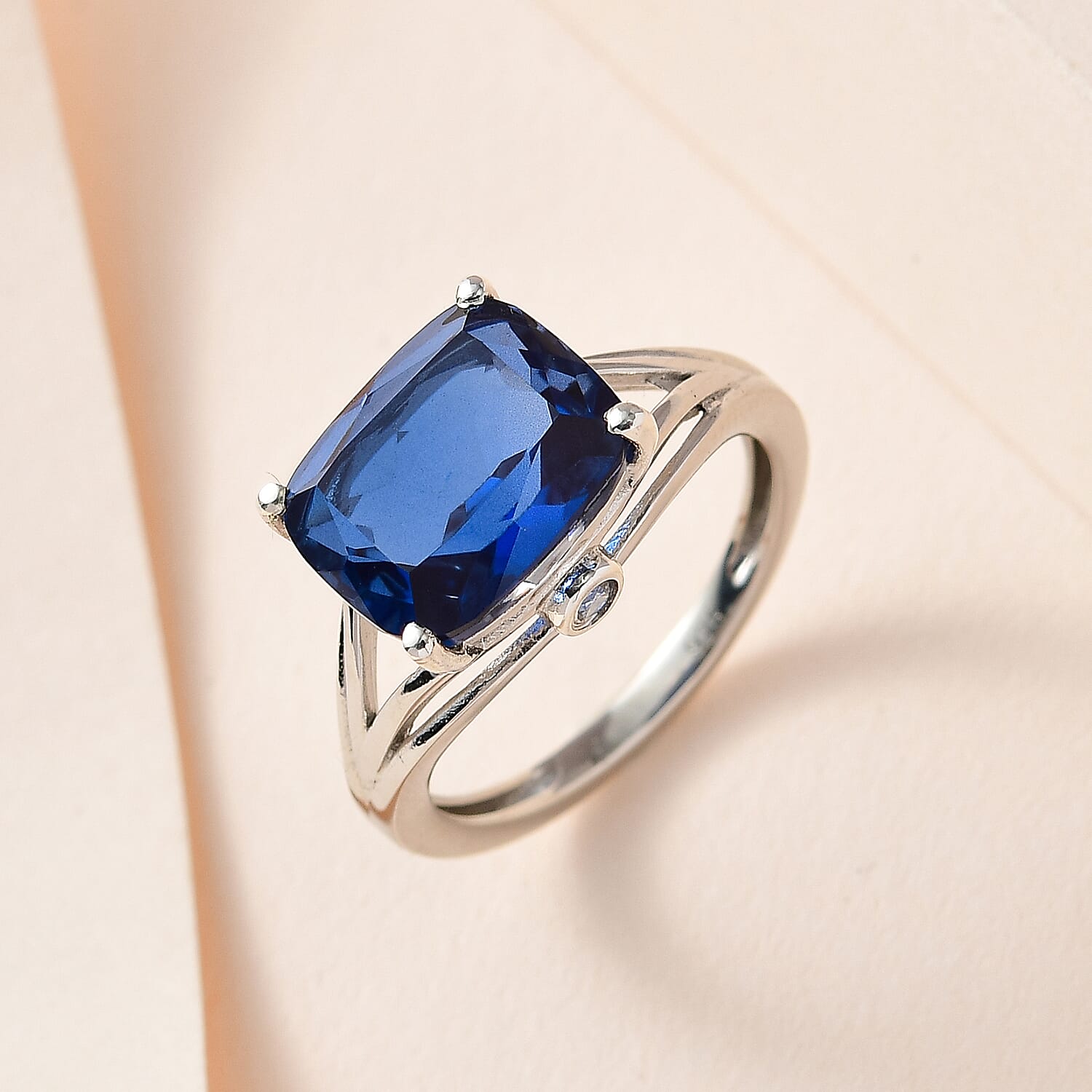 Ceylon Colour Quartz and Natural Zircon Ring in Platinum Overlay ...