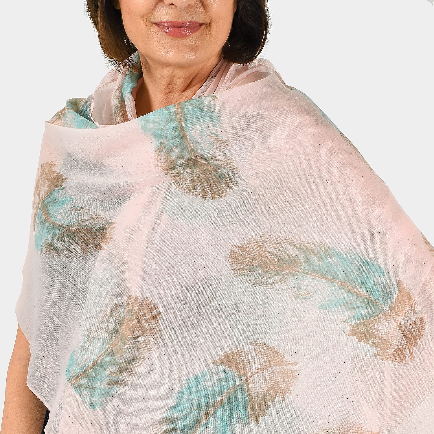 Closeout Deal - Feather Printed Scarf with lurex stripe and sequins ...