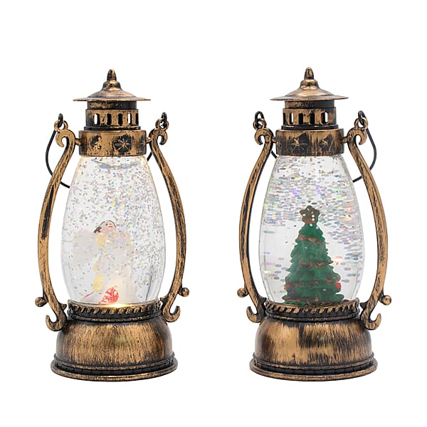 Set of 2 Christmas Tree Scene Light Up Lantern - Brown - 7552007 - TJC