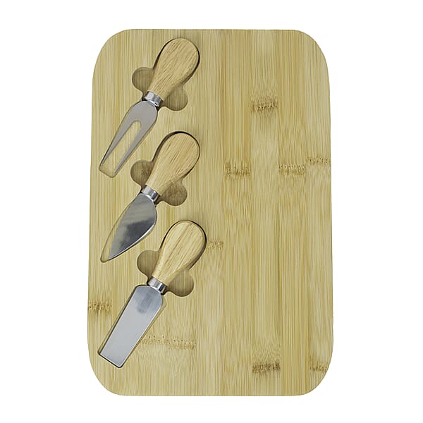 Bamboo Cheese Board with 3 Knives - 7552988 - TJC