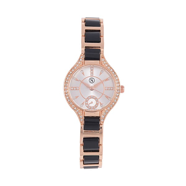 STRADA Japanese Movement Crystal Studded Water Resistant Watch with ...