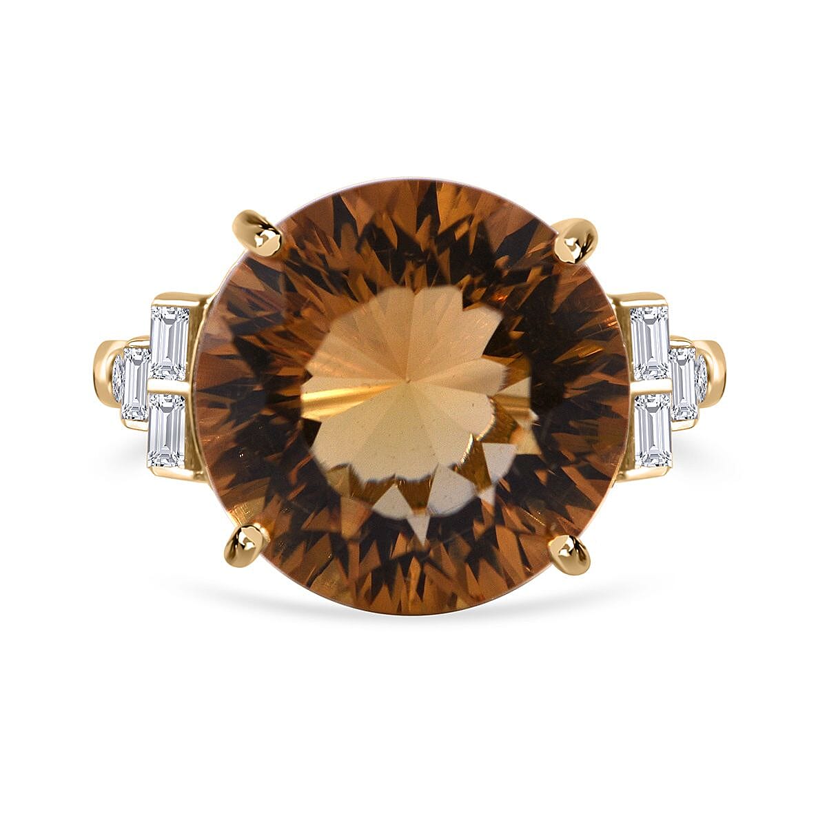 Exclusive Edition 10.62 Ct Citrine and Moissanite Solitaire Ring in 9K ...