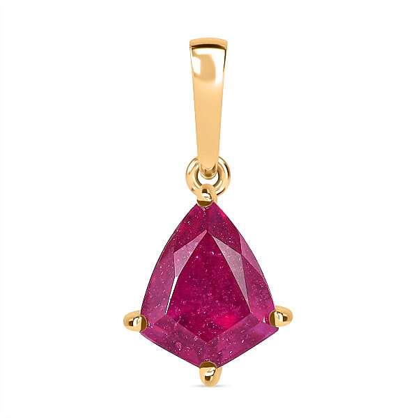 9K Yellow Gold Pink Ruby Pendant 3.06 Ct - 7555258 - TJC