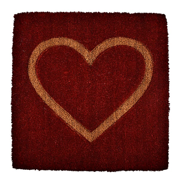 Red Heart Coir Doormat (Size 60x60 cm) - Red - 7556567 - TJC