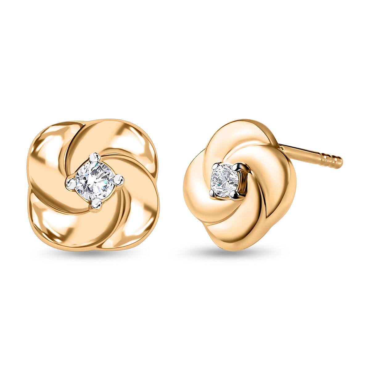 9K Yellow Gold SGL Certified Diamond G H Knot Stud Earrings 7557222 TJC