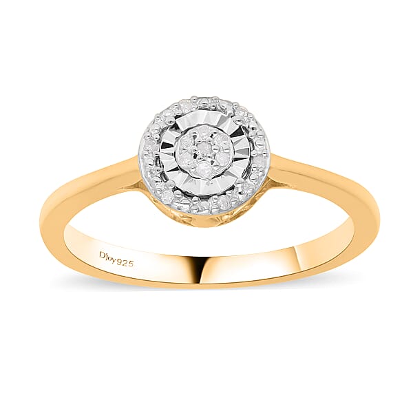 One Time Close Out Deal- Diamond Ring in 18K Vermeil Yellow Gold Plated ...