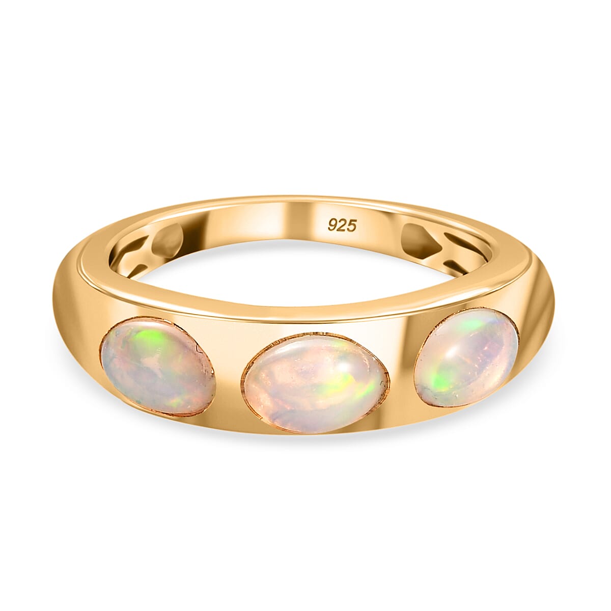 Ethiopian Welo Opal Engagement Ring in 18K Yellow Gold Vermeil Plated ...