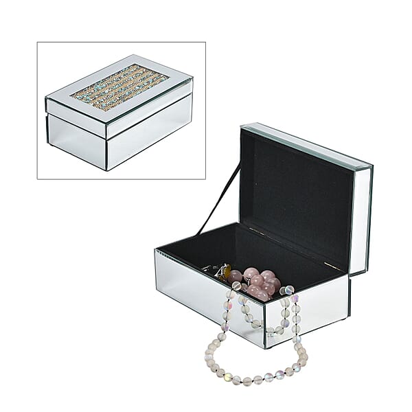 Mirrored Luxury Storage Box With Soft Velvet Inner Lining (Size 21x13x8 ...