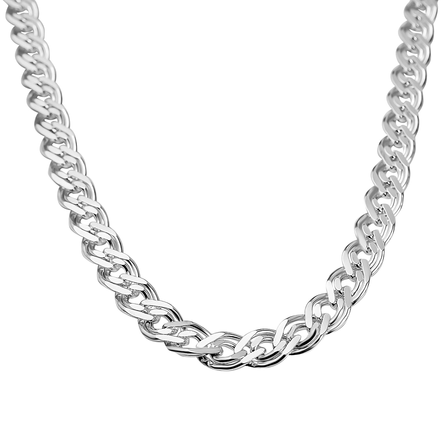 Vicenza Closeout Sterling Silver Bevelled Double Curb Necklace Size 20 Silver Wt. 47 Gms 7565086 TJC