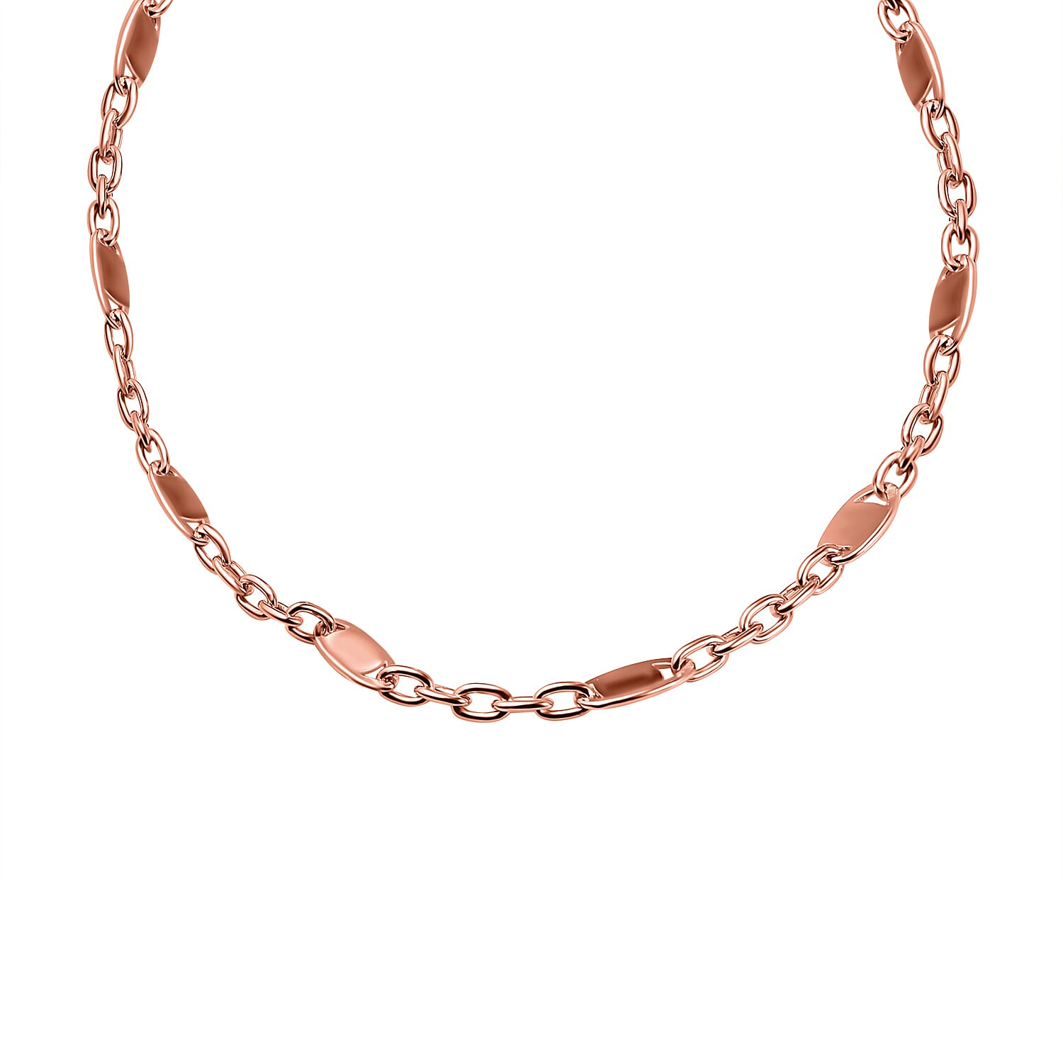 Italian Made - Rose Gold Overlay Sterling Silver Flat Rambo Chain (Size ...