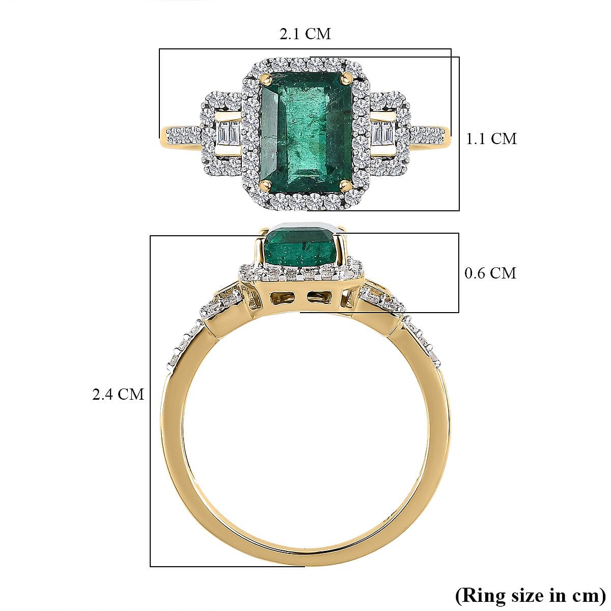 One Time Closeout - 9K Yellow Gold AAA Gemfields Emerald and Diamond Ring 2.06 Ct - 7569644 - TJC
