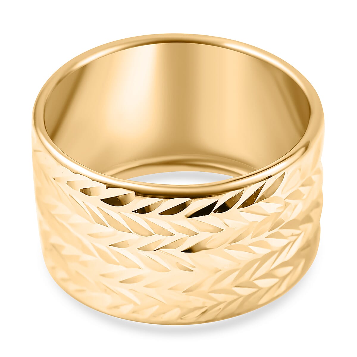 Maestro Collection 9K Yellow Gold Diamond Cut Wedding Band Ring