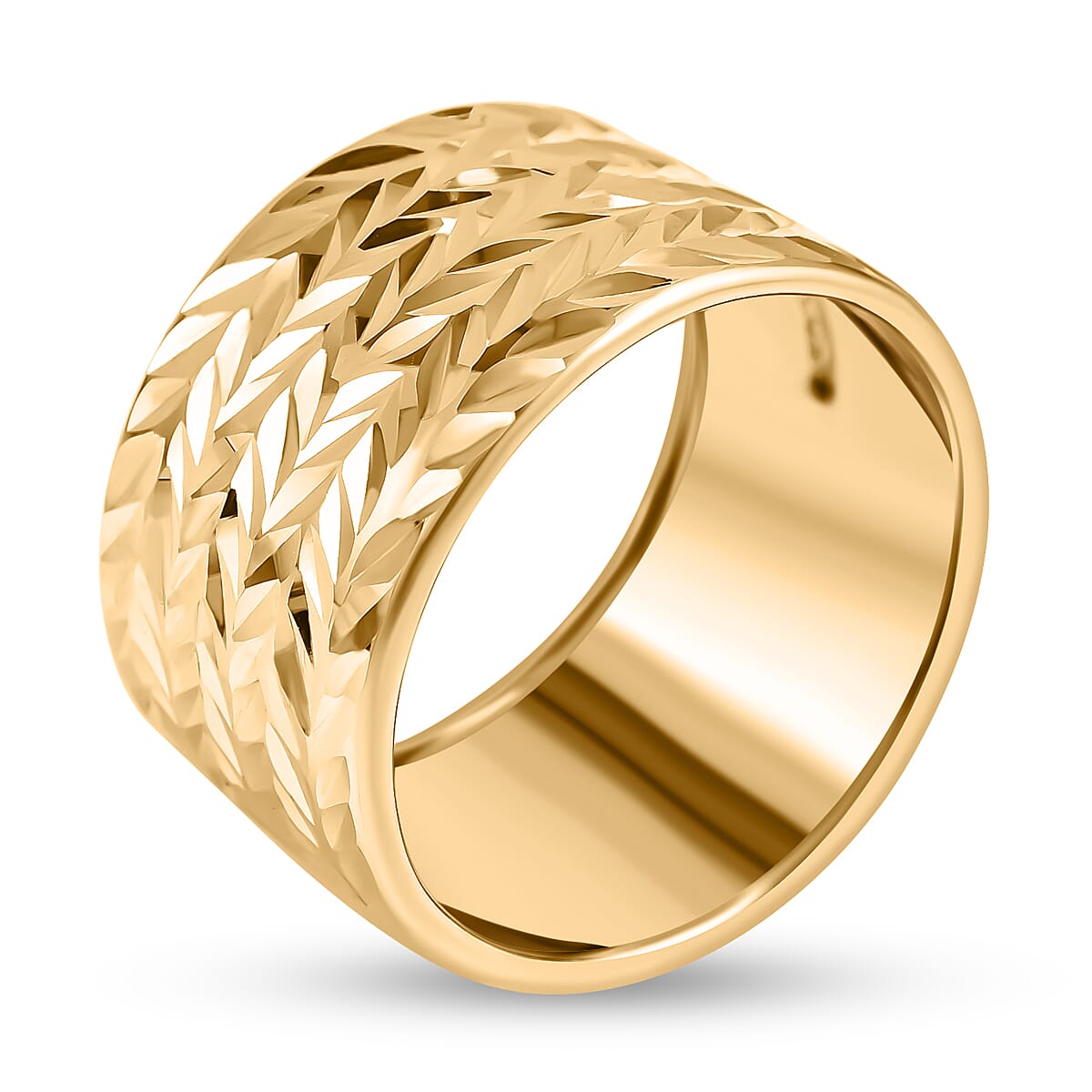 Maestro Collection - 9K Yellow Gold Diamond Cut Wedding Band Ring ...