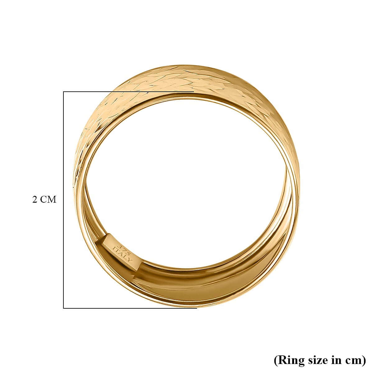 Maestro Collection - 9K Yellow Gold Diamond Cut Wedding Band Ring ...