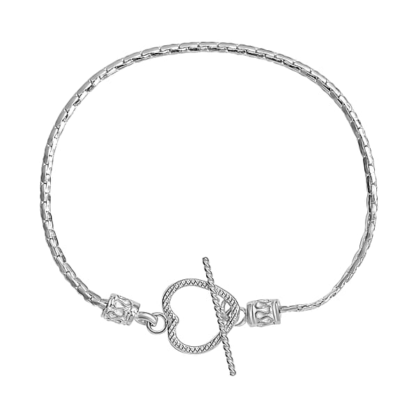 Sterling Silver Heart Bracelet (Size - 7.5) - 7571348 - TJC
