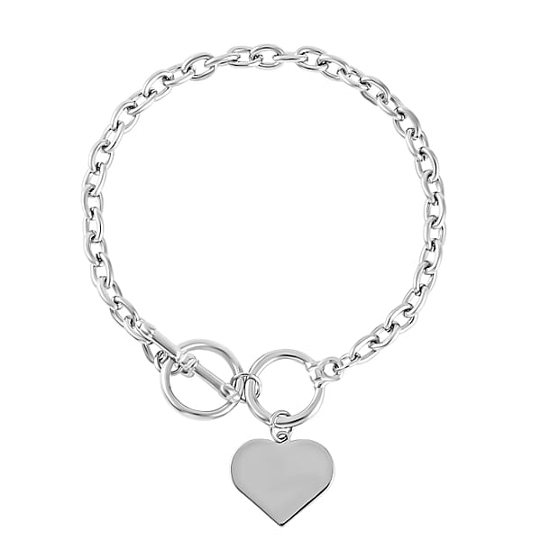 Designer Closeout Deal- Heart Charm Bracelet (Size - 7.5-8.5) with T ...
