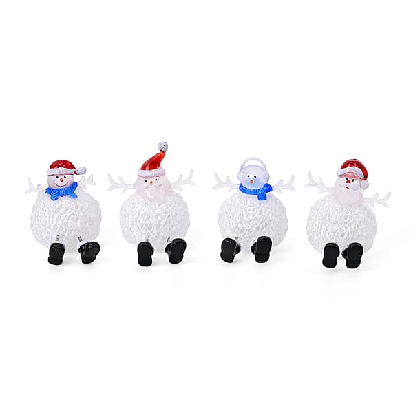 Set of 4 Battery Operated Lighted Santa Gnome Christmas Decor Lights ...