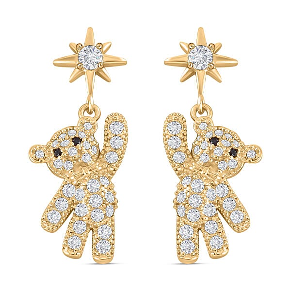 Black and White Austrian Crystal Teddy with Star Earrings in Yellow ...