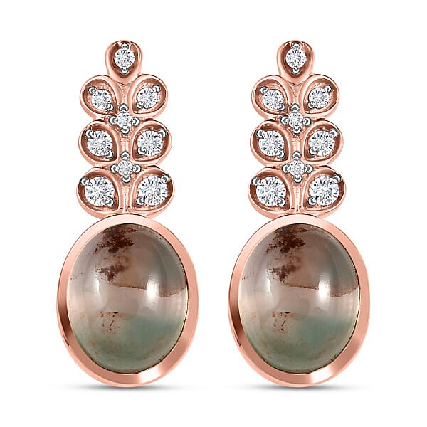 Zimbaprase and Natural Zircon Earrings in 18K Yellow Gold Vermeil ...