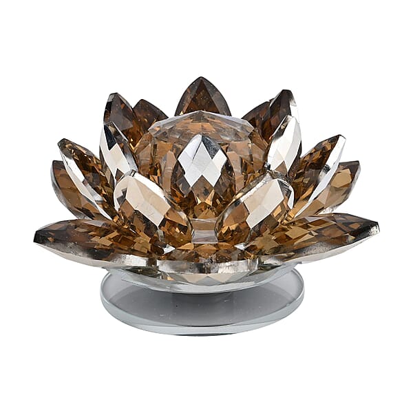 Exquisite Crystal Lotus Flower Rotating Candle Holder - 7573654 - TJC