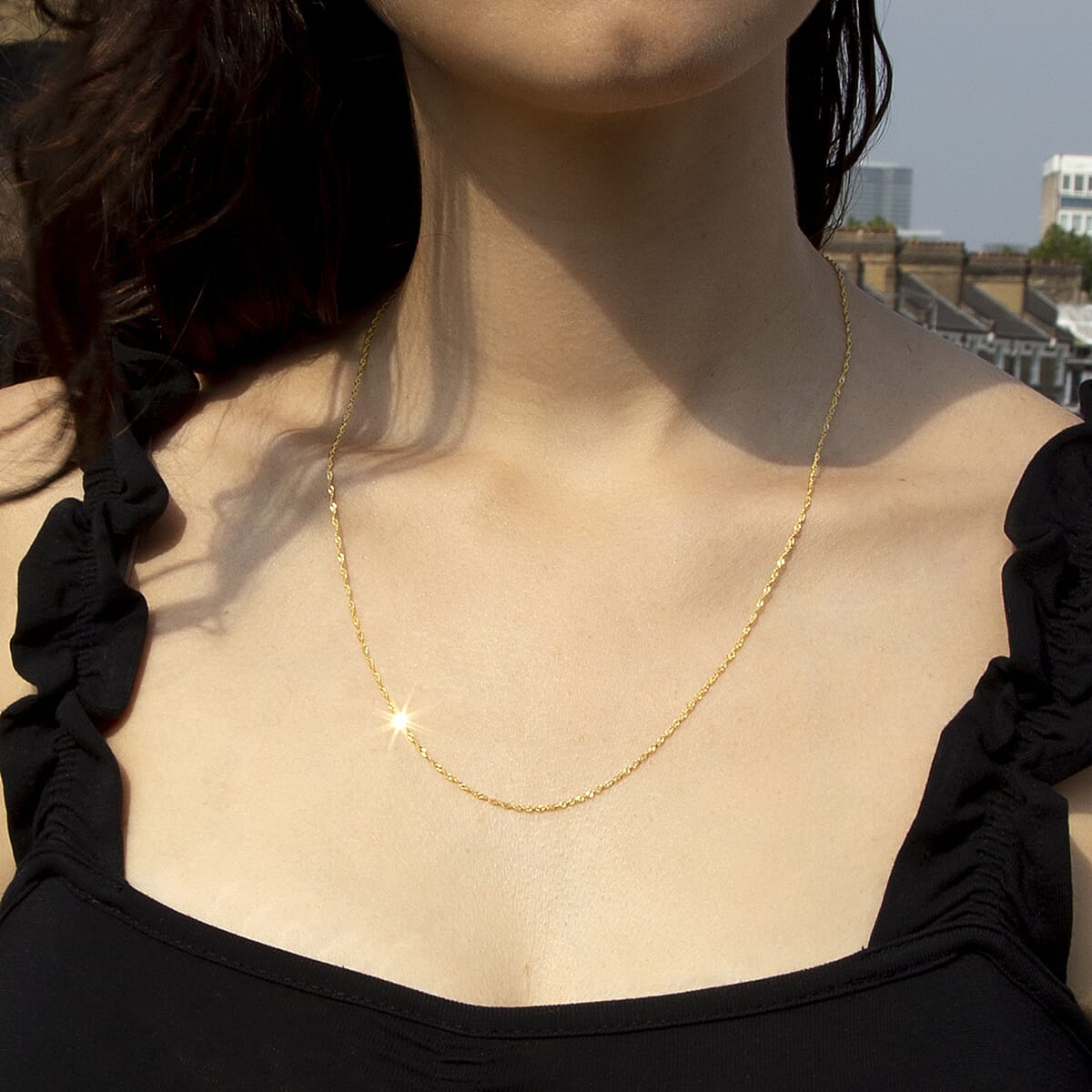 Diamond Cut Twist Curb Chain 20 Inch in 9K Yellow Gold - 7576730 - TJC