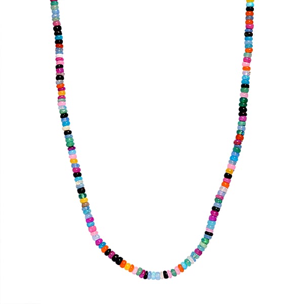 Closeout Deal - 9K Yellow Gold Multi Opal Beads Necklace (Size - 18) 40 ...