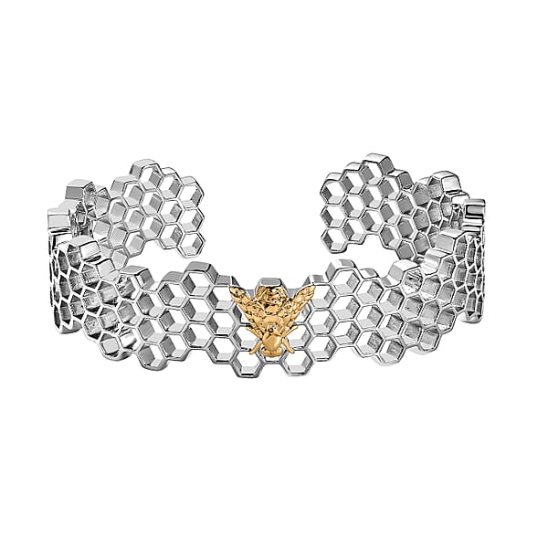 Designer Inspired- Bee Honeycomb Cuff Bangle (Size-7.5) - 7578336 - TJC