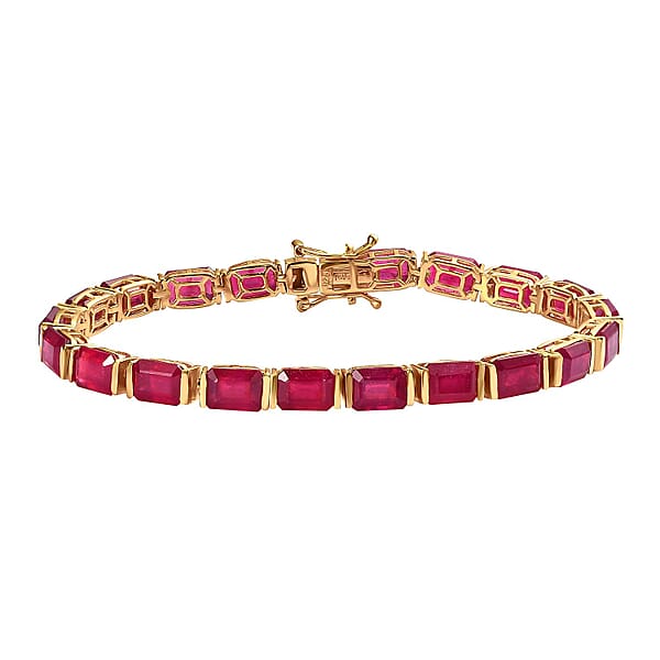 Ruby Tennis Bracelet (Size - 7) in 18K Vermeil Yellow Gold Sterling ...