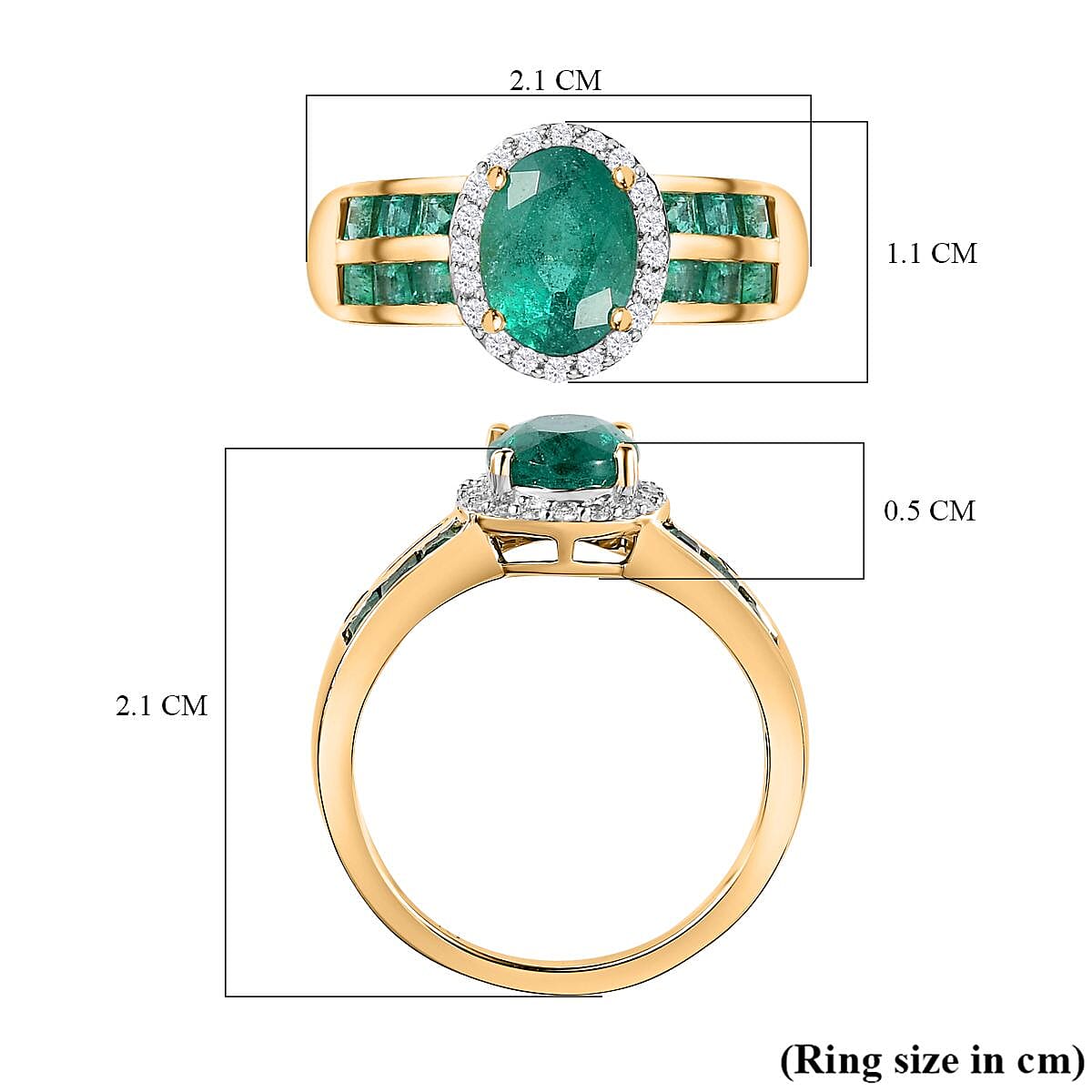 Gemfields AAA Emerald 9K Yellow Gold and Diamond Ring 1.82 Ct ...