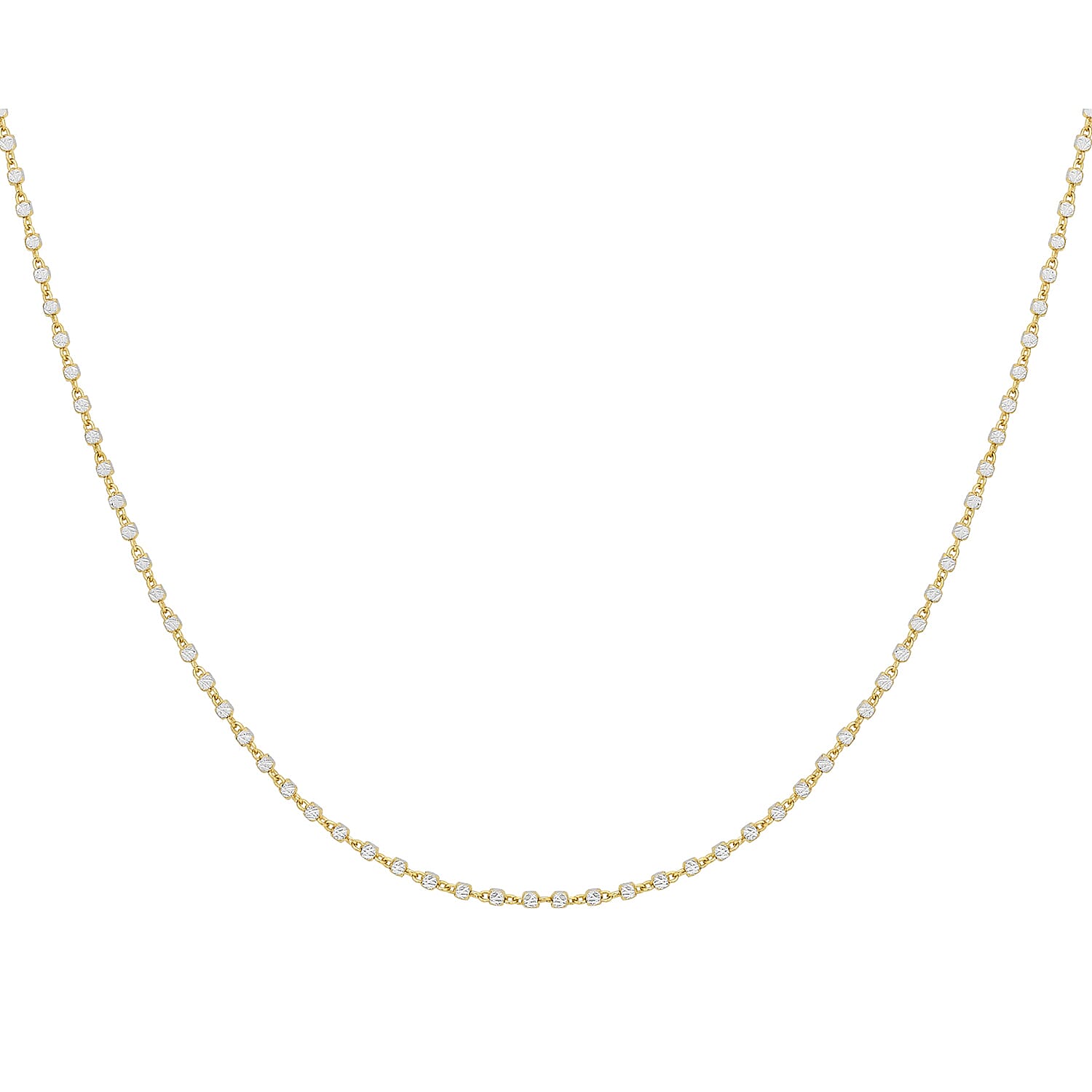 Diamond Cut Cube Chain 20 Inch in 9K 2 Colour Gold - 7586080 - TJC