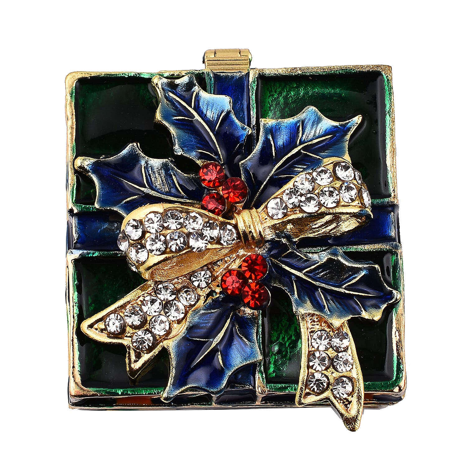 Red and White Austrian Crystal Studded Trinket Box (Size 3x4x4 Cm ...