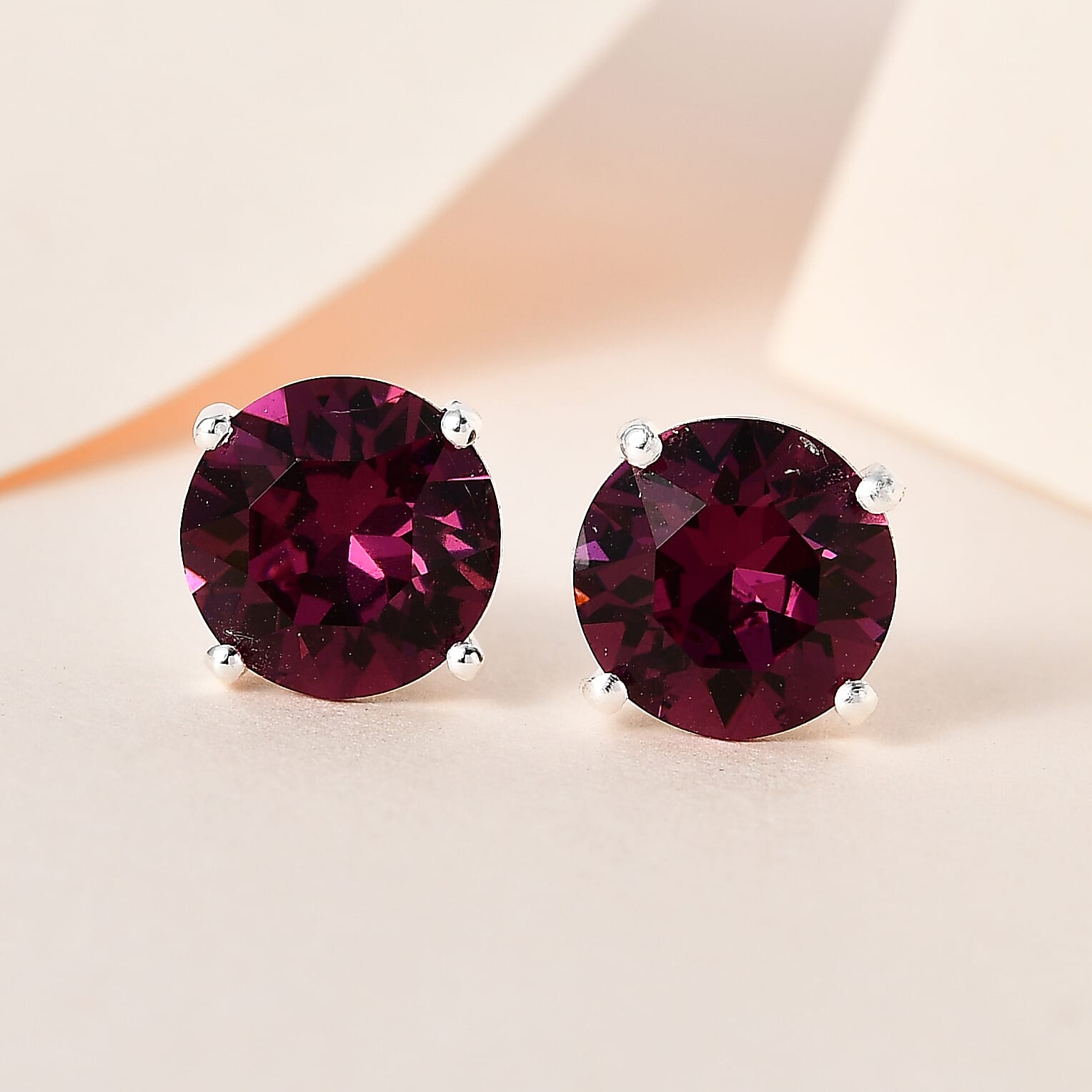 Foilback Amethyst Austrian Crystal Solitaire Stud Earrings in Sterling ...