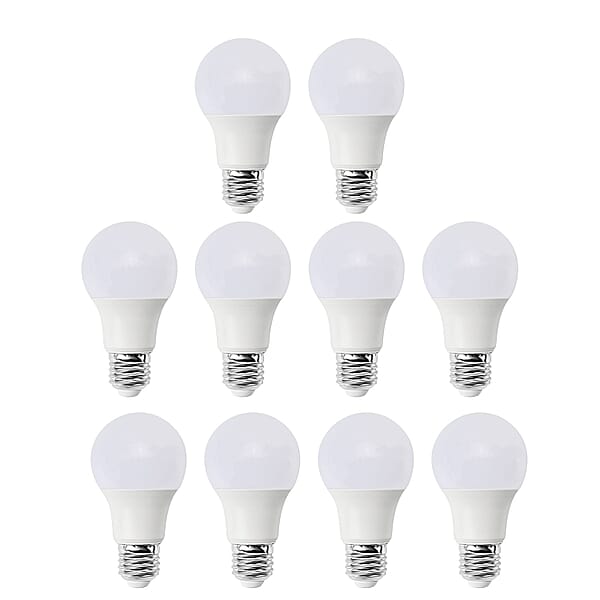 Set of 10 E27 Energy Efficient 9W LED Bulbs (Screw) - Cool White ...