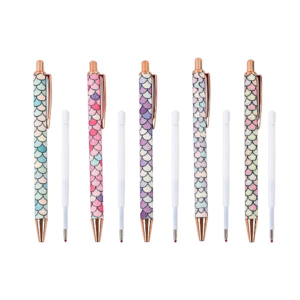 Set of 5 Pens with 5 pcs Replacement Ink - 7591845 - TJC