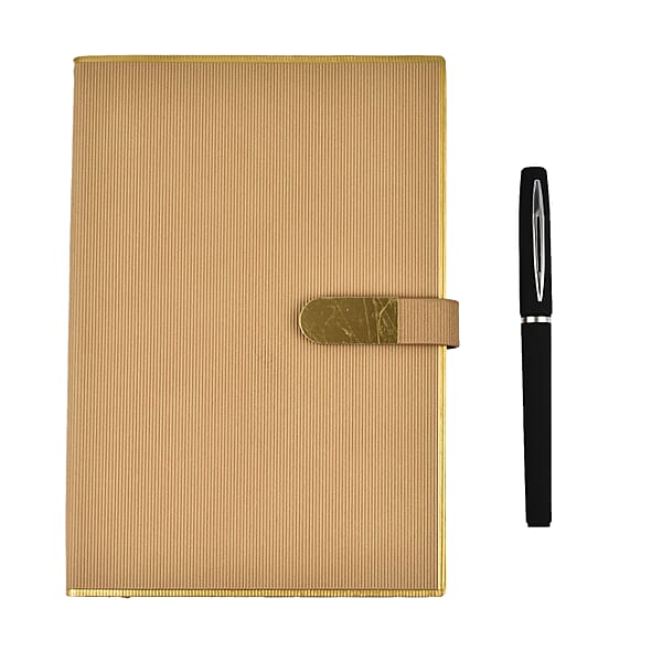 Luxury Notebook and Pen Set- Presented in a Gift Box - Gold - 7592134 - TJC