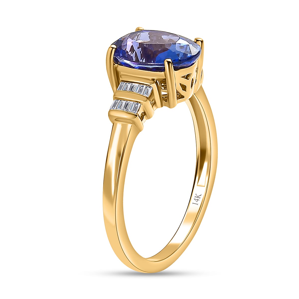Collectors Edition- 14K Yellow Gold AAA Tanzanite (Oval 10x8 mm) and Diamond Ring 3.00 Ct ...