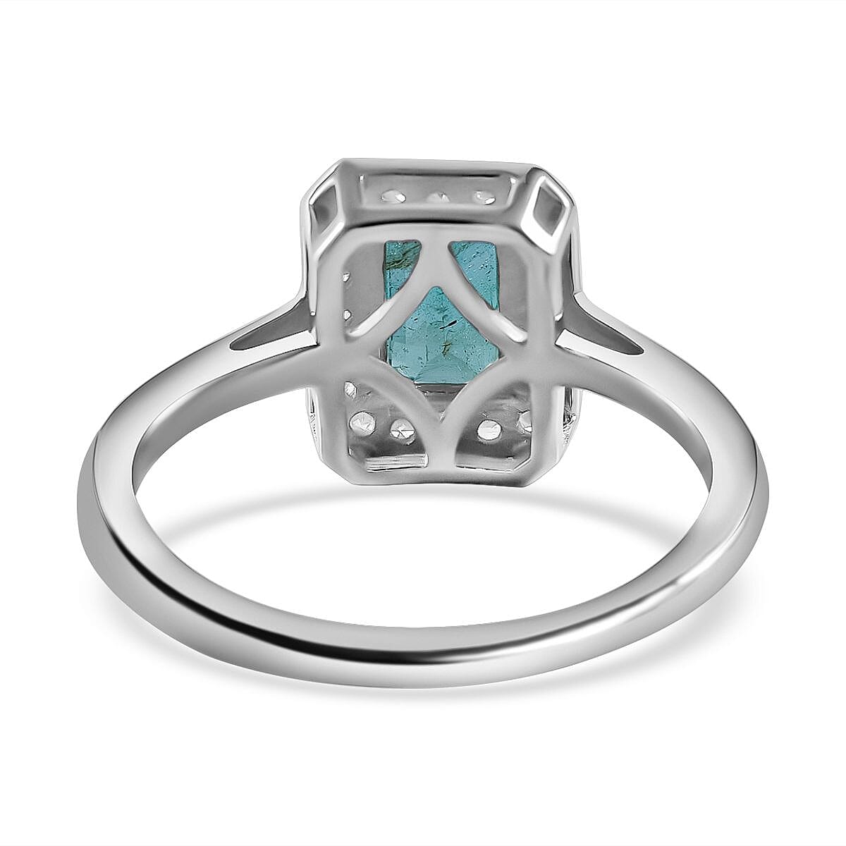 Glenstones Gemfields Emerald & Diamond Halo Ring in Rhodium Overlay ...