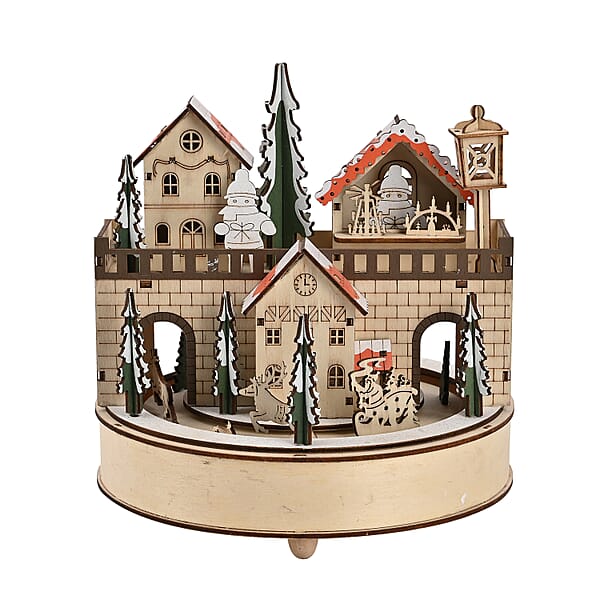 Christmas Wooden Shop Scene with LED and Music - Multicolour - 7595459 ...