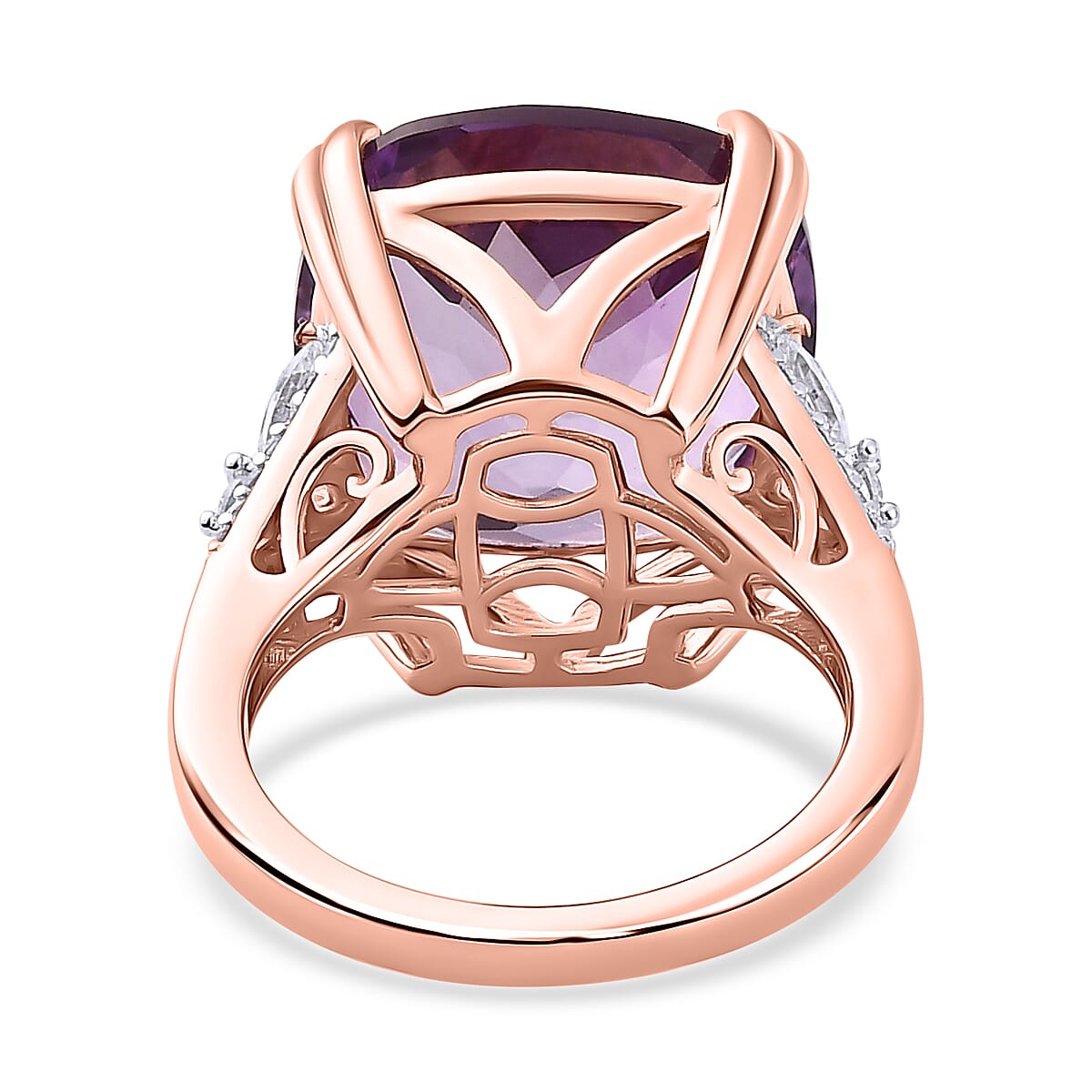 Pink Amethyst Solitaire Ring in 18K Rose Gold Vermeil Plated Sterling ...