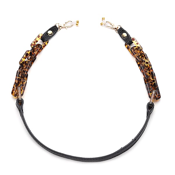 2 in 1 Genuine Leather Mask Strap with Leopard Print Glasses Chain ...