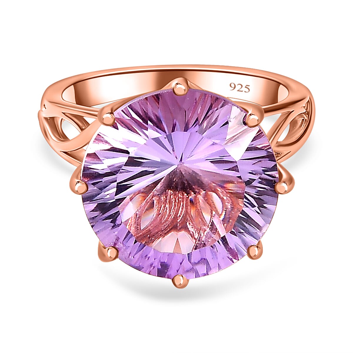 Rose De France Amethyst Solitaire Ring in 18K Vermeil Rose Gold Plated Sterling Silver ...