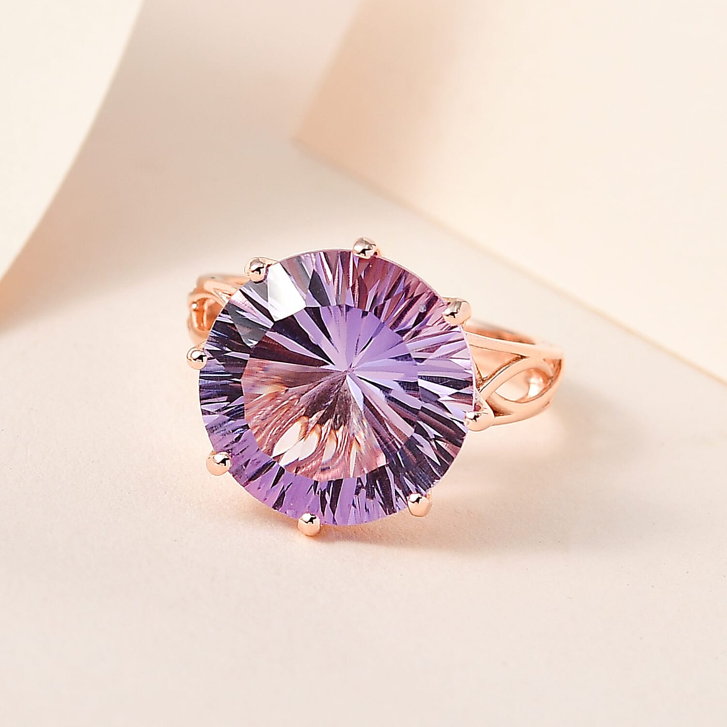 Rose De France Amethyst Solitaire Ring in 18K Vermeil Rose Gold Plated Sterling Silver - 7606818 ...
