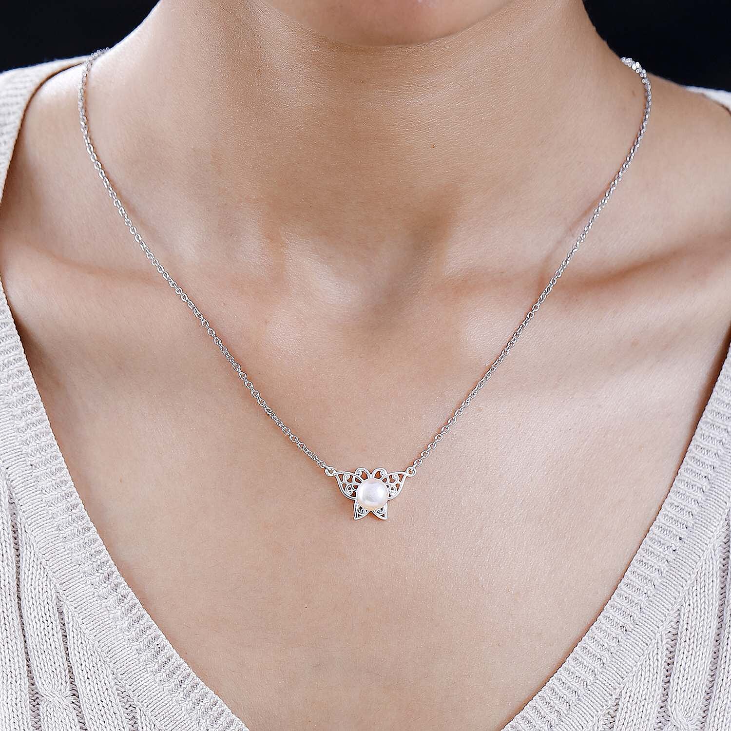 Fresh Water Pearl Sterling Silver Necklace (Size - 20) - 7612616 - TJC
