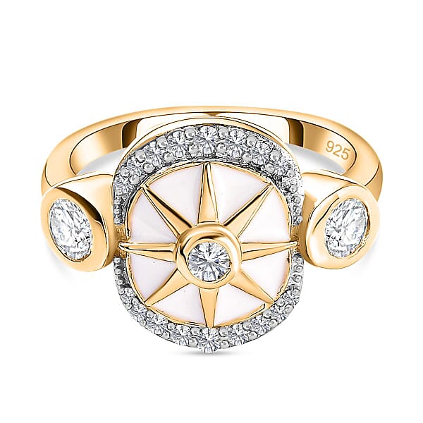 Moissanite Star Ring in 18K Yellow Gold Vermeil Plated Sterling Silver ...
