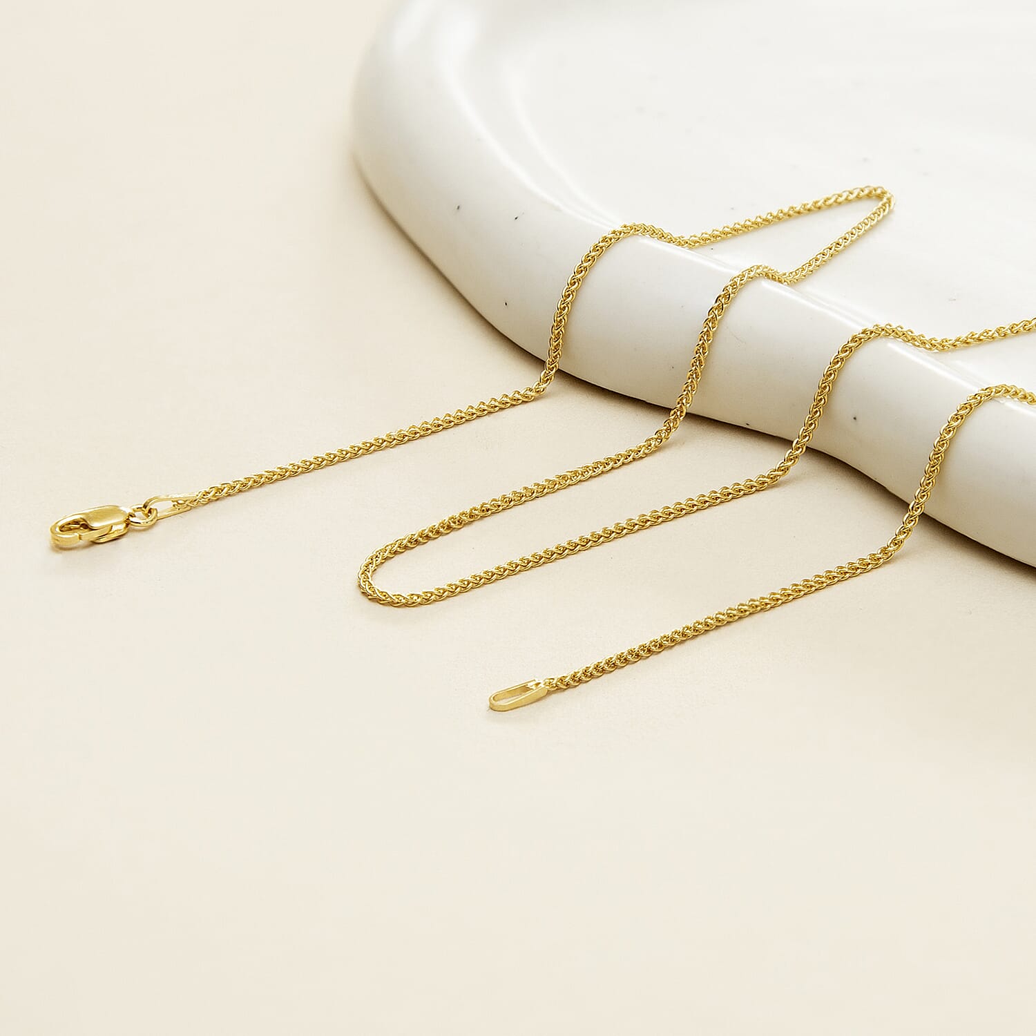 Sterling Silver Yellow Gold Plated Spiga Chain 18 Inch - 7619192 - TJC