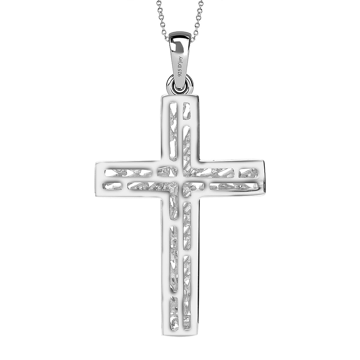 White Diamond Cross Pendant in Platinum Overlay Sterling Silver 0.38 ct ...