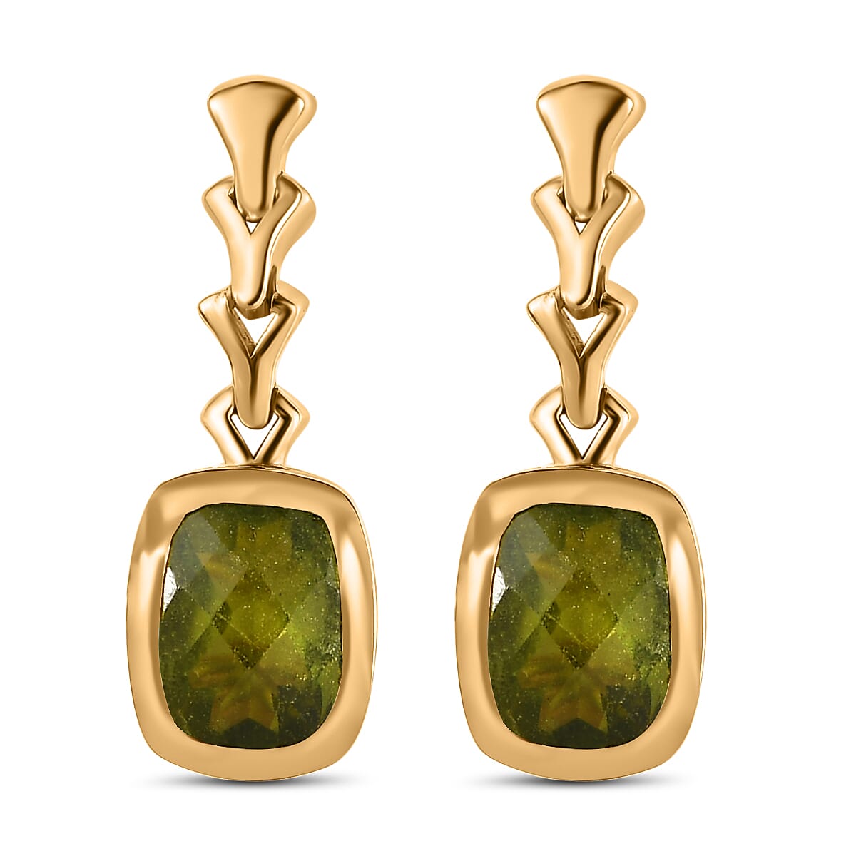 Vesuvianite Dangling Earring in 18K Vermeil Yellow Gold Plated Sterling ...