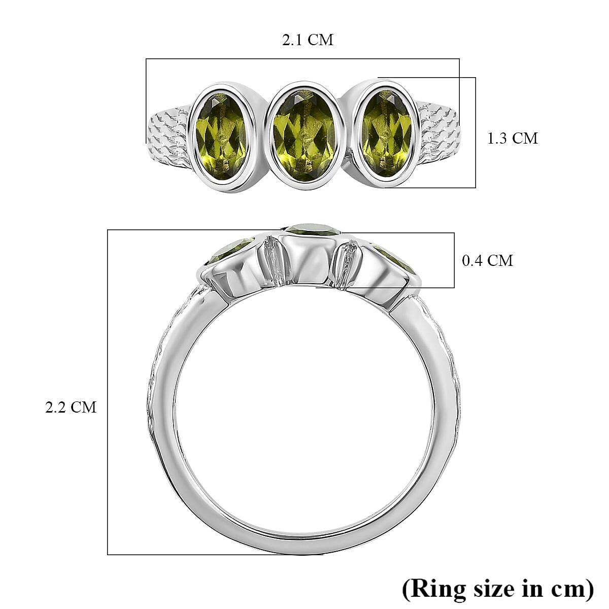 Rare Vesuvianite 3 Stone Ring in Platinum Overlay Sterling Silver 1.52 ...