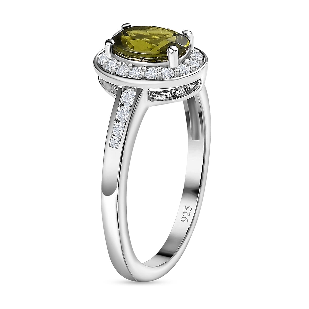 Rare Vesuvianite and Natural Zircon Ring in Platinum Overlay Sterling ...